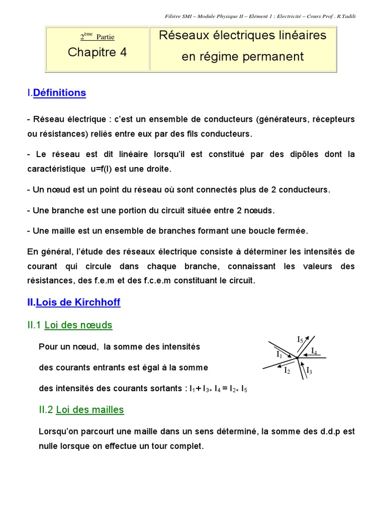 Circuit Electrique en Regime Continu | PDF | Résistance (électricité ...