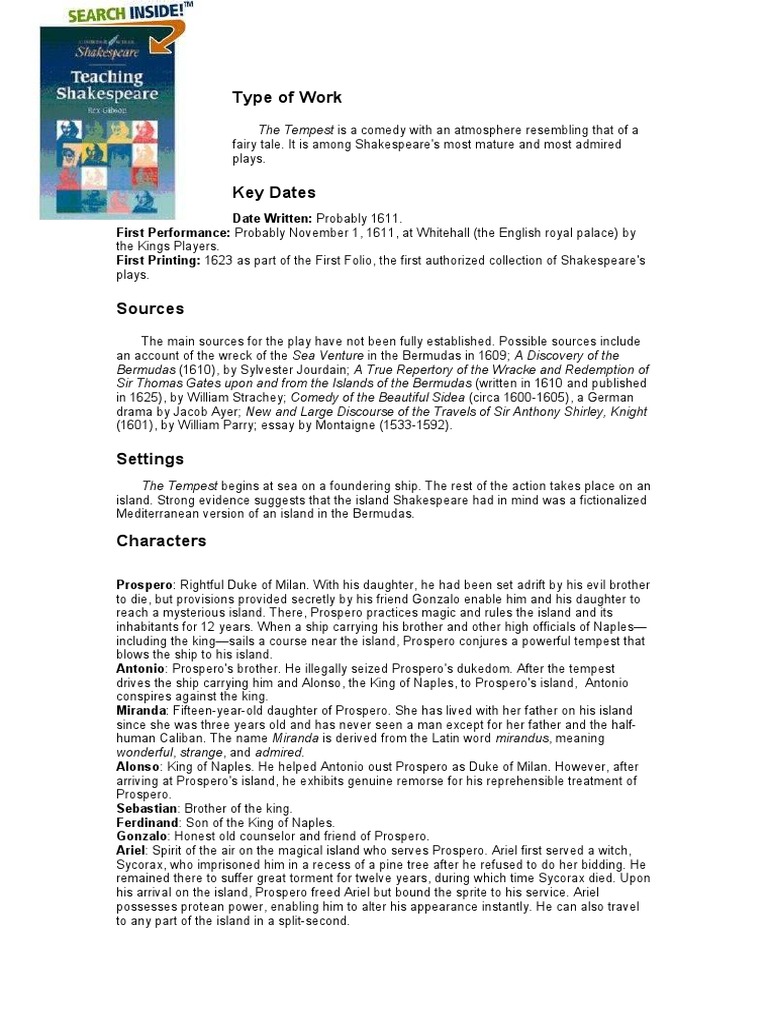 'The Tempest' Revision Guide (Themes) | PDF | The Tempest | Bermuda