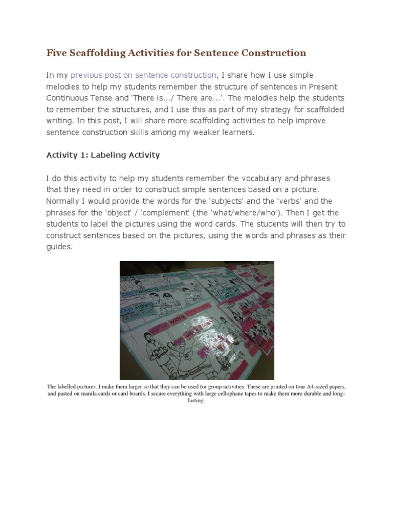 Five Scaffolding Activities For Sentence Construction | PDF | Phrase ...