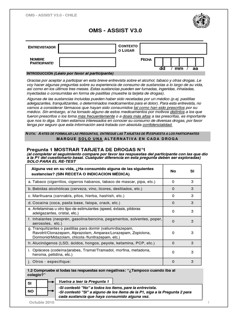 Assist Test Definitivo | PDF | Despachador de drogas | Fumar tabaco