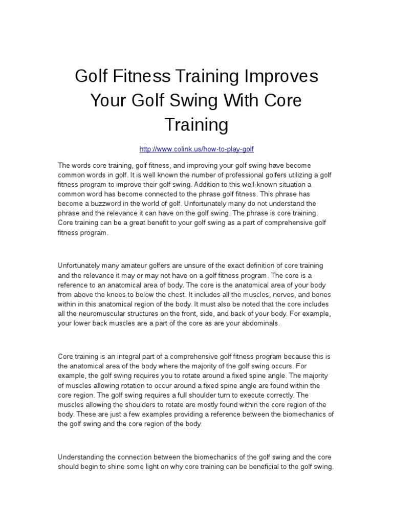 Golf Fitness Training Improves Your Golf Swing With Core Training | PDF ...
