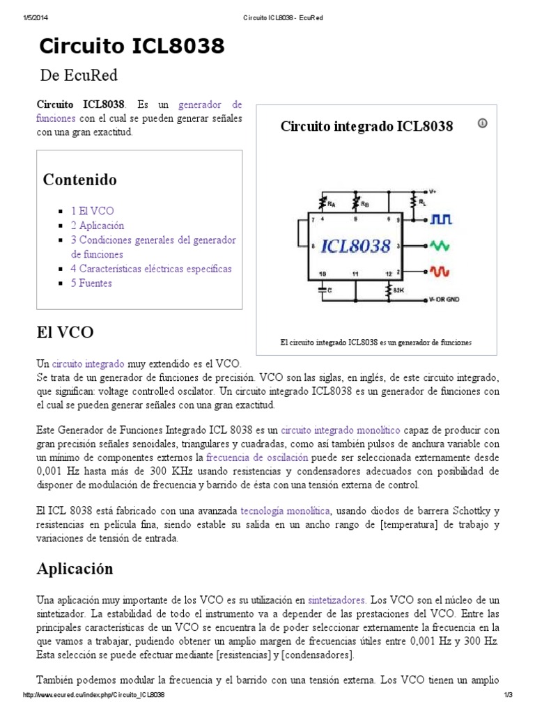 Circuito ICL8038 - EcuRed | PDF | Distorsión | Olas