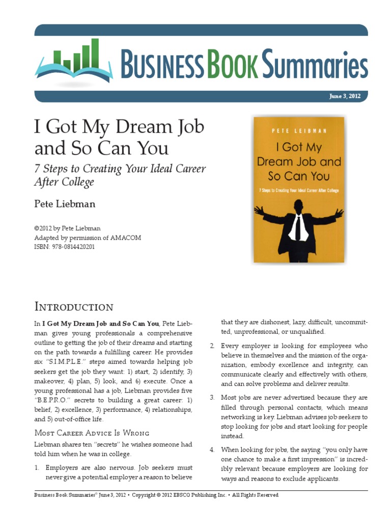 I Got My Dream Job So Can You | Download Free PDF | Employment | Books