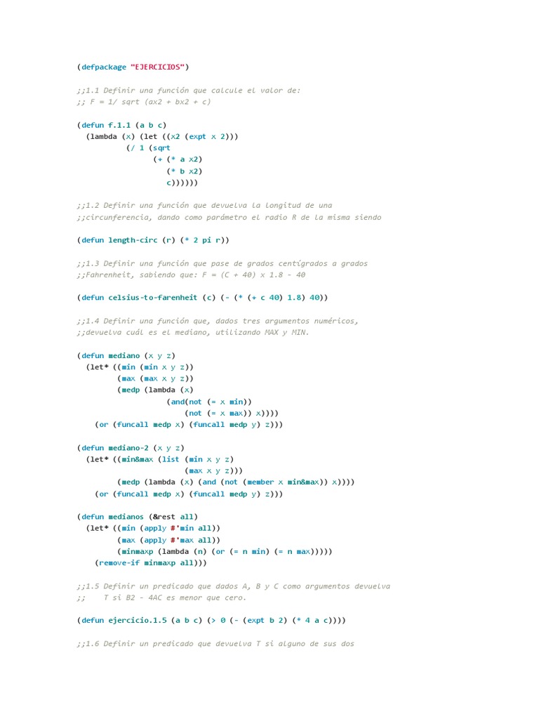 Common Lisp | PDF | Matriz (Matemáticas) | Función (Matemáticas)
