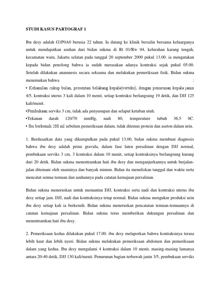 Contoh Kasus Partograf | PDF