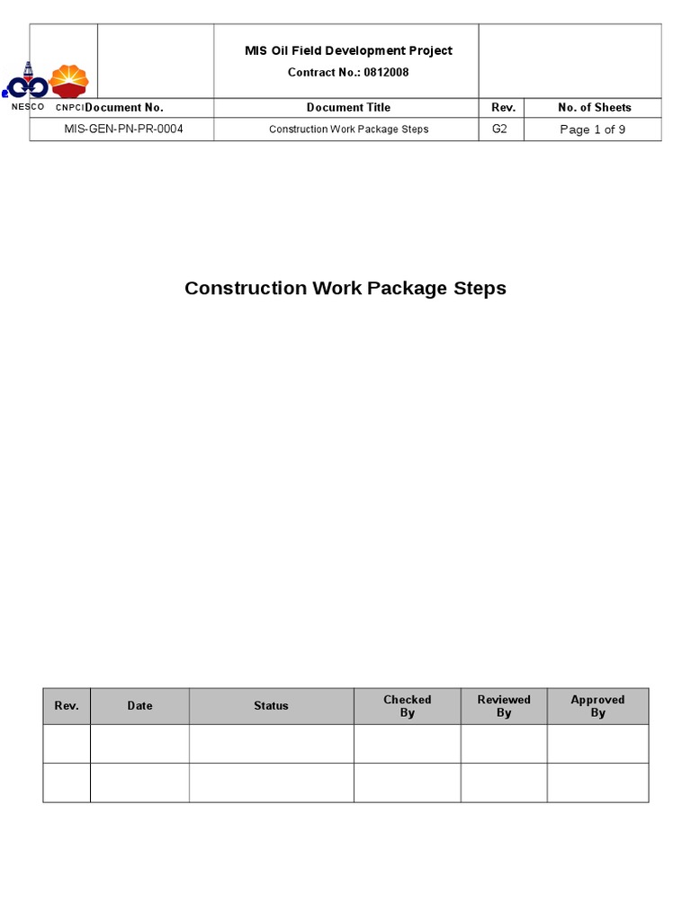 Construction Work Package Steps (G0) 1 | PDF | Engineering | Industries