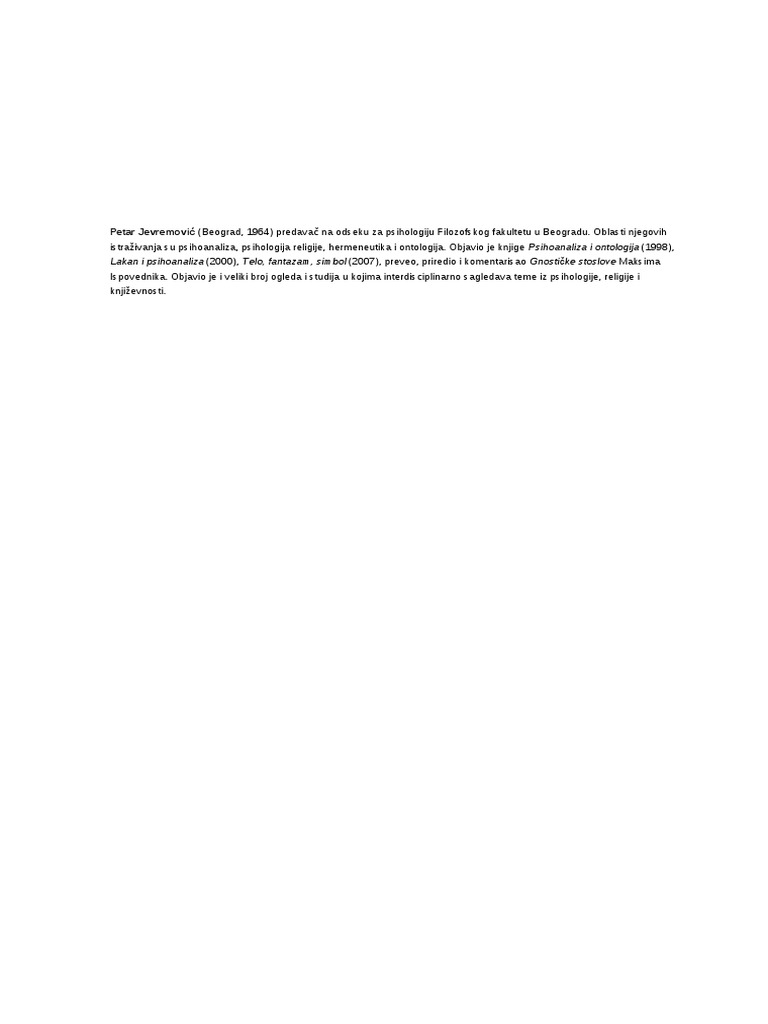 CV Petar Jevremović (Beograd, 1964) | PDF