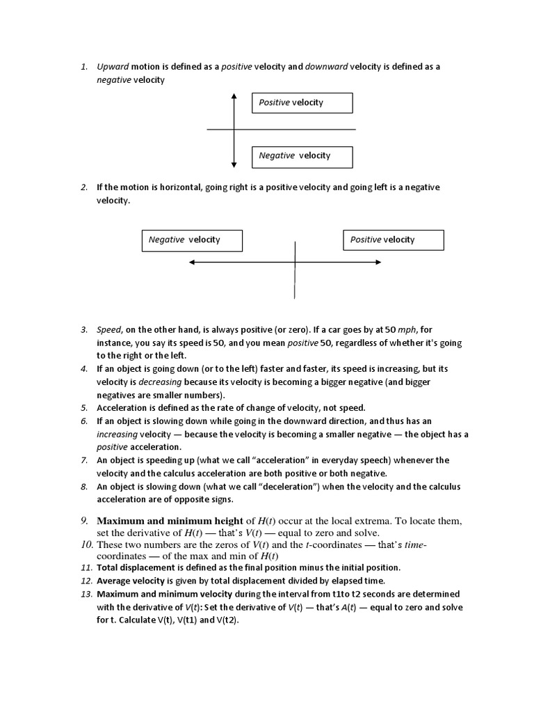 Motion 1D Notes | PDF | Acceleration | Velocity