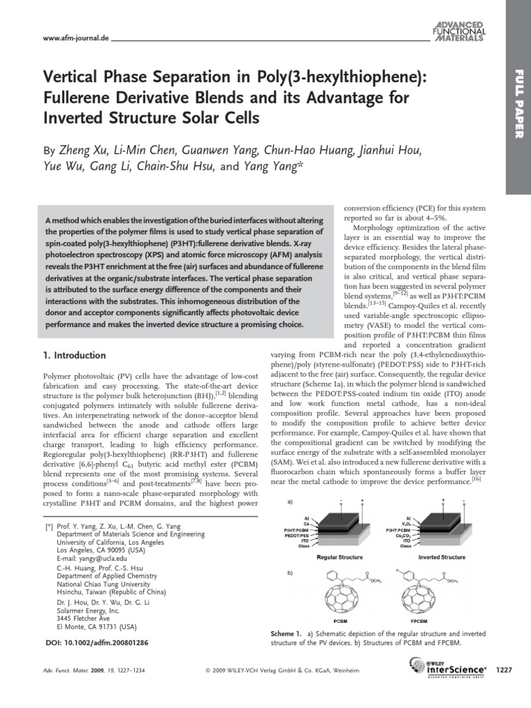Vertical Phase Separation in Poly (3-Hexylthiophene) : Fullerene ...