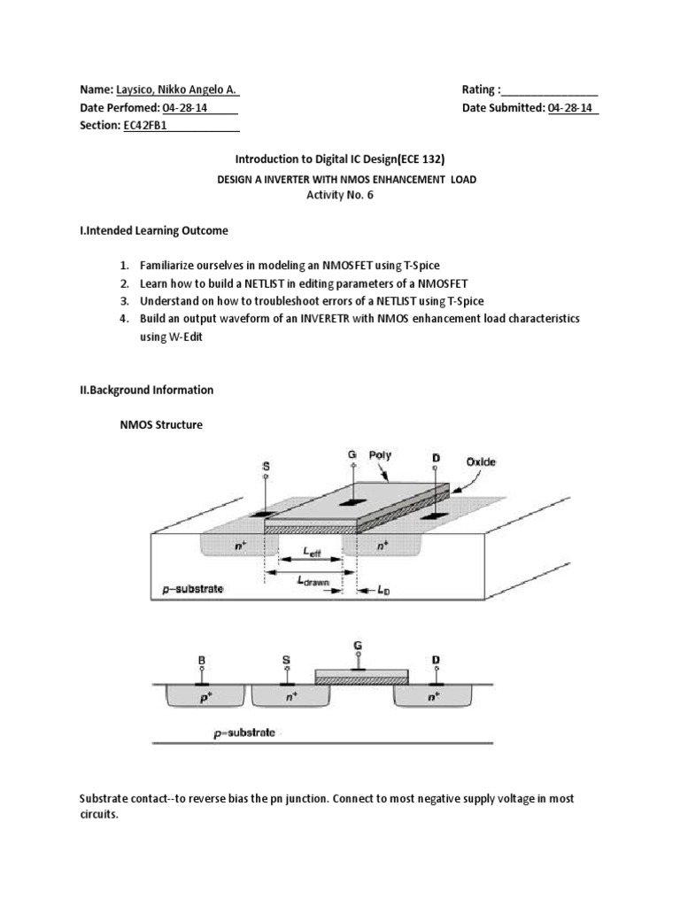 Design A Inverter With Nmos Enhancement Load | PDF | Mosfet | Field ...