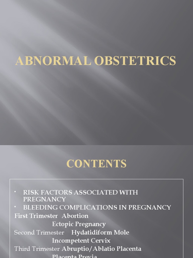 Abnormal Obstetrics | PDF | Miscarriage | Pregnancy