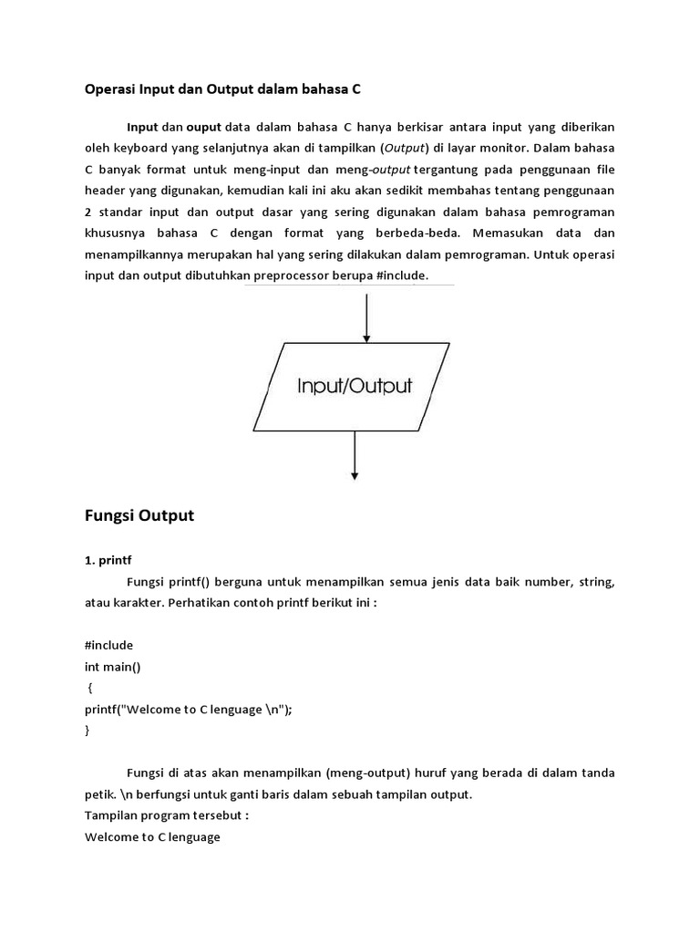 Operasi Input Dan Output Dalam Bahasa C | PDF