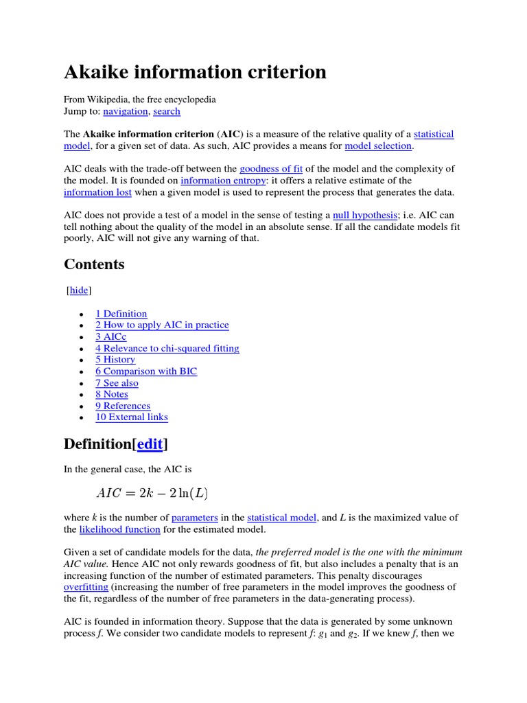 Akaike Information Criterion | Akaike Information Criterion ...