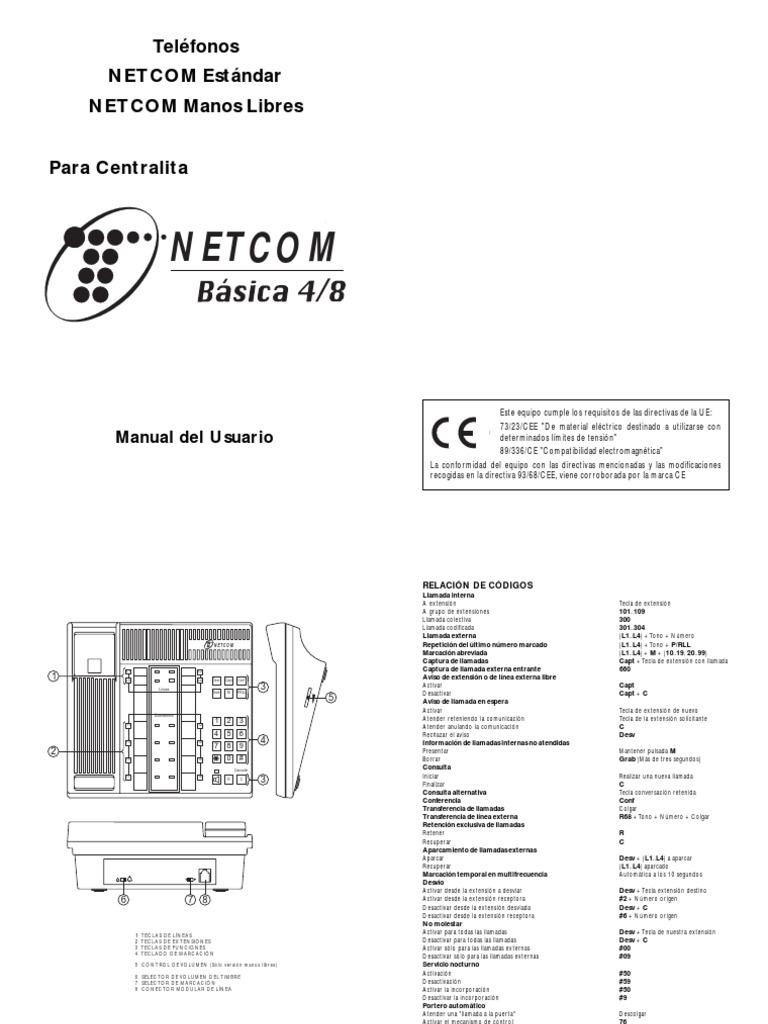 Manual Telefonos Netcom Basica | PDF | Señalización (Telecomunicaciones ...