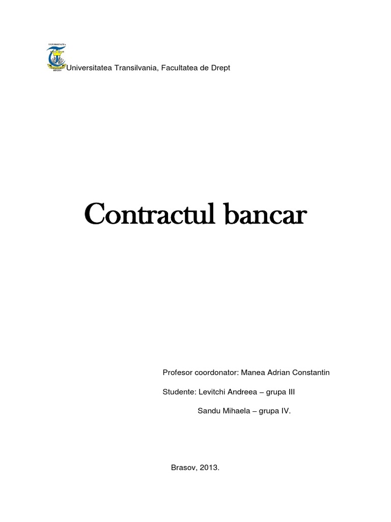 Contractul Bancar. | PDF