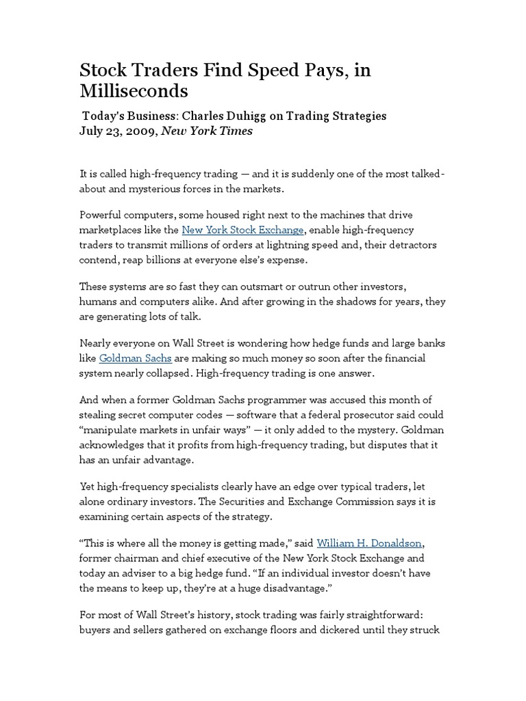 High Frequency Trading | PDF | Economic Institutions | Financial Economics