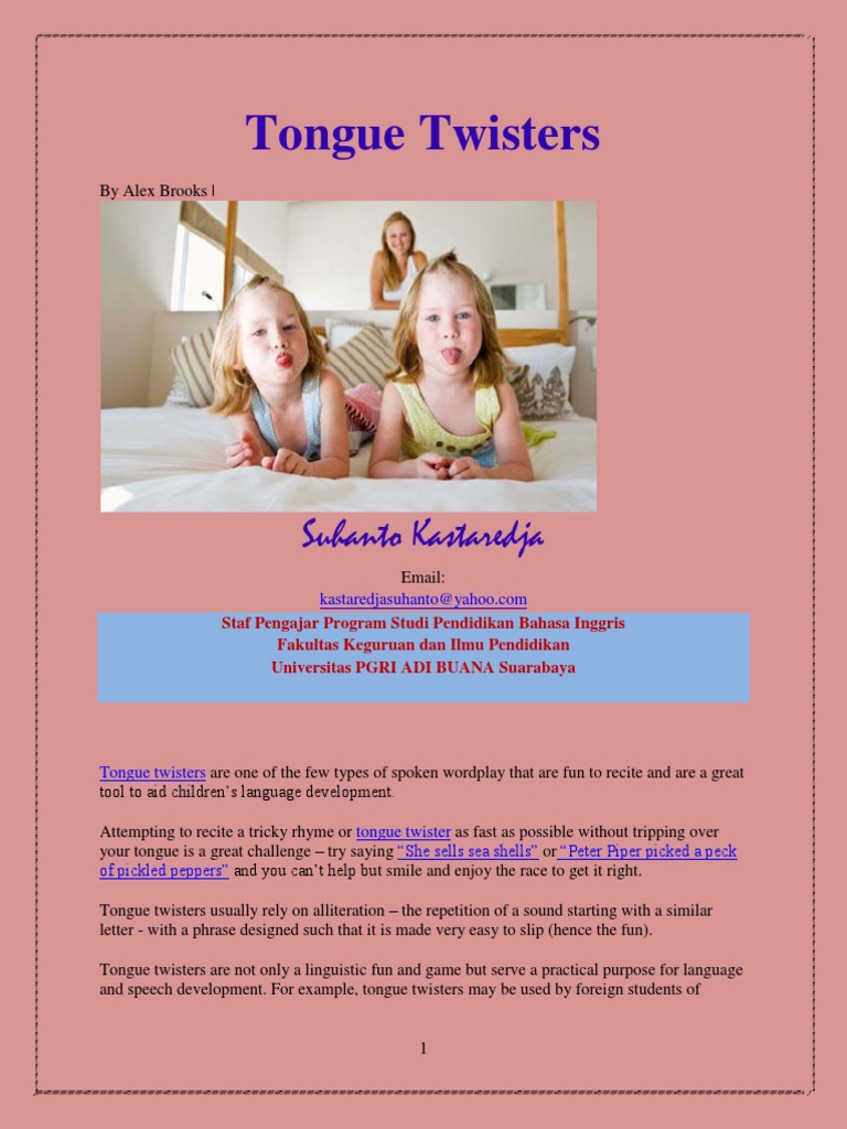Tongue Twisters | PDF | Language Development | Phonology