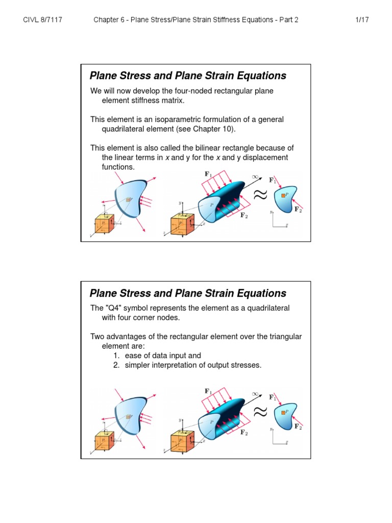 Plane Stress and Plane Strain Equations | PDF | Linear Elasticity | Bending