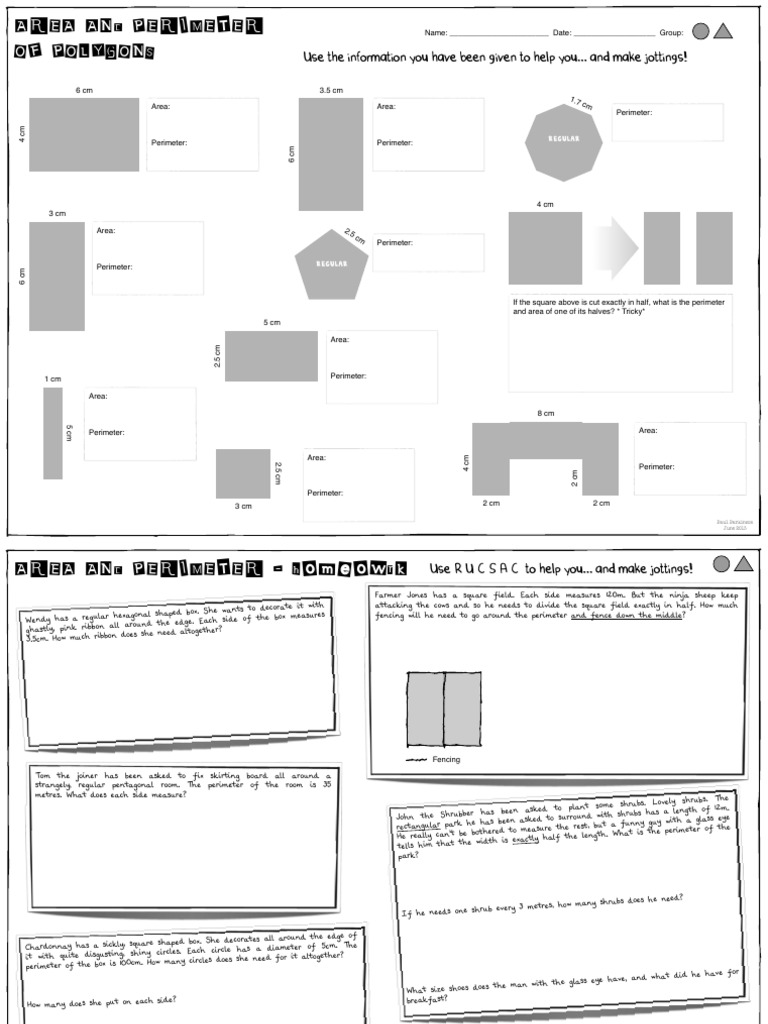 Area and Perimeter of Polygons | PDF | Geometric Measurement | Length