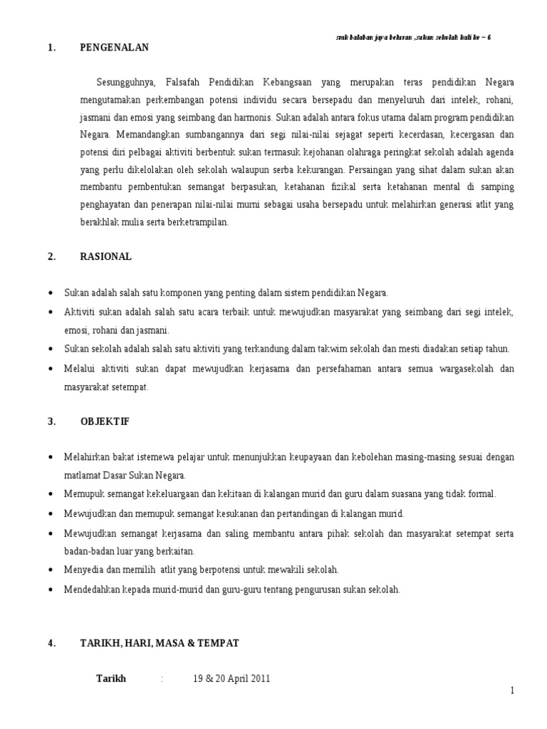 Contoh Tentatif Hari Sukan | PDF