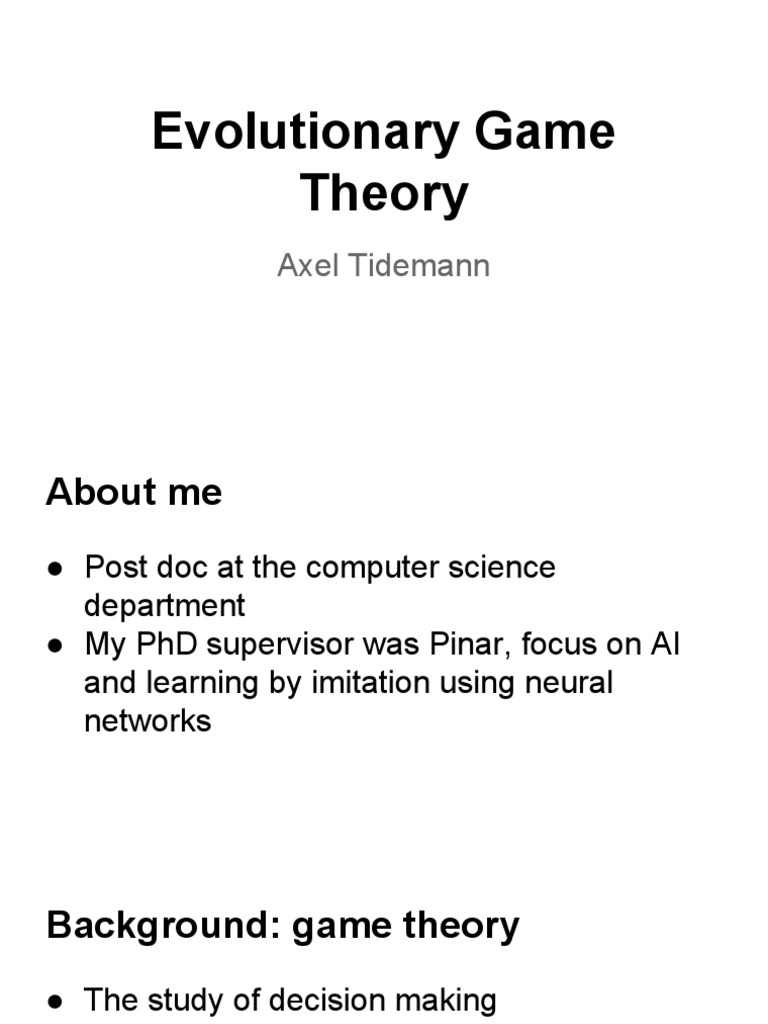 Evolutionary Game Theory Explained Using Hawk-Dove Example | PDF | Game ...