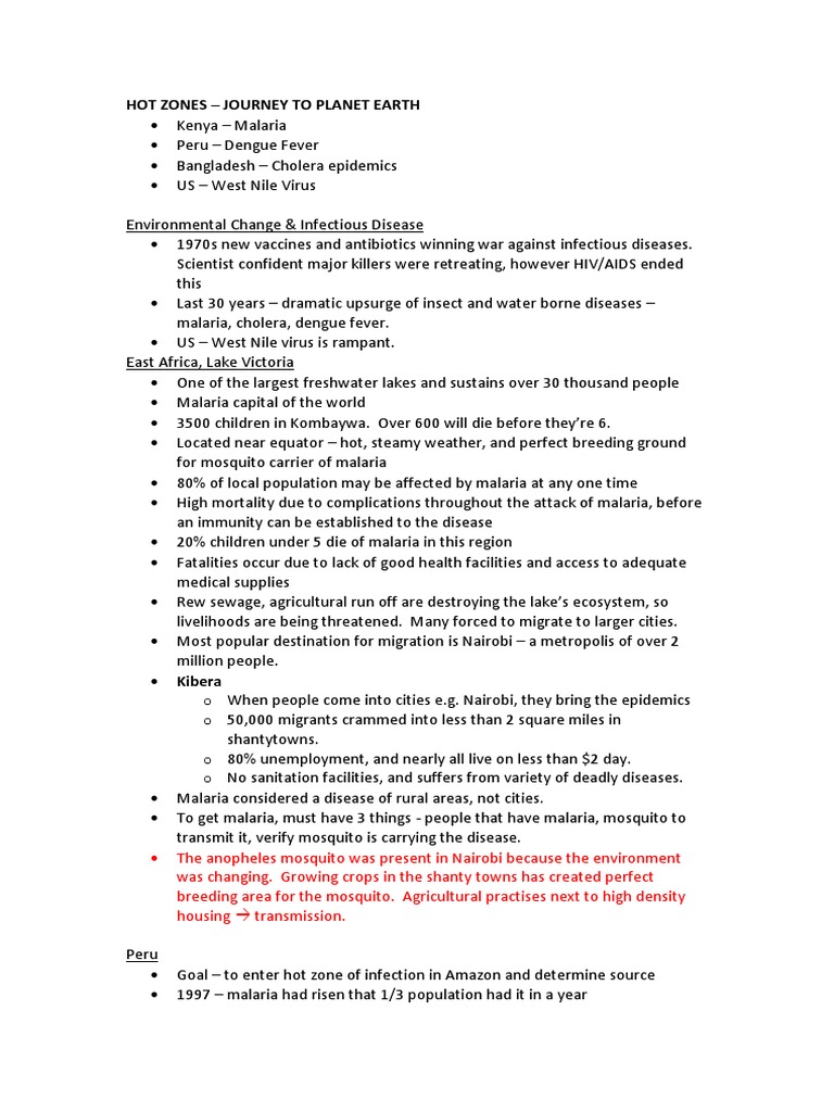 Hot Zones - Journey To Planet Earth | PDF | Malaria | Cholera