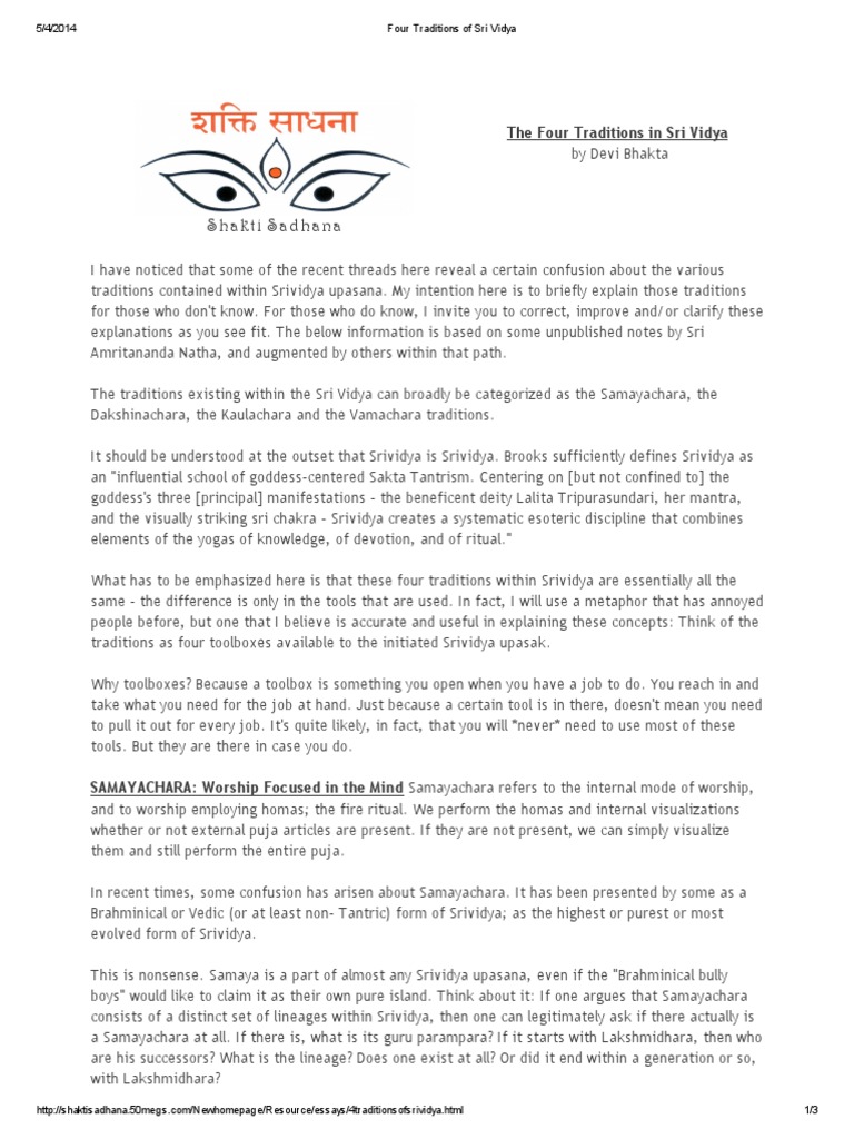 Four Traditions of Sri Vidya Explained | PDF | Tantra | Devi