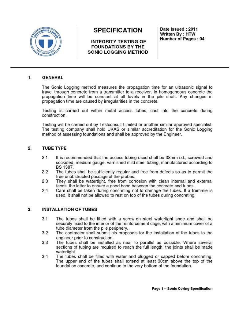 Sonic Logging Foundation Testing Guide | PDF | Deep Foundation | Ultrasound