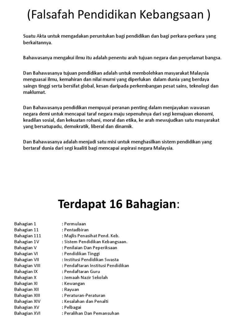 Akta Pendidikan 1996 (Akta 550) | PDF