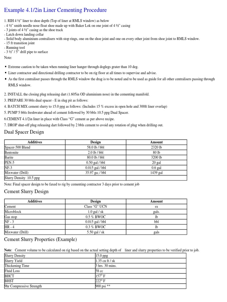 4.5" Liner Cementing Procedure Guide | PDF