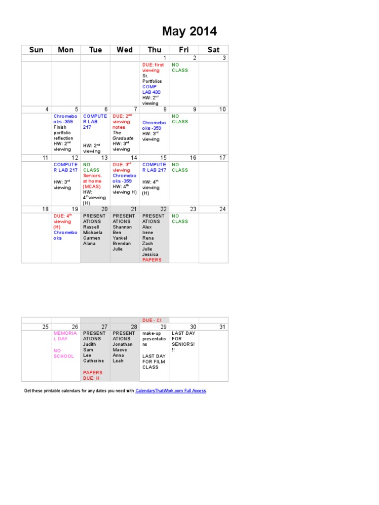 May 2014 Academic Calendar | PDF | Language Arts & Discipline | Foreign ...