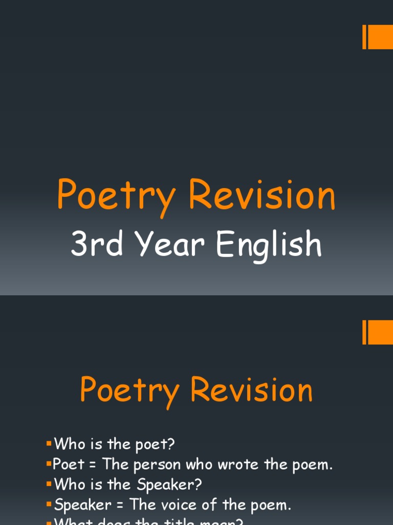 3rd Year Poetry Revision | PDF | W. B. Yeats | Poetry