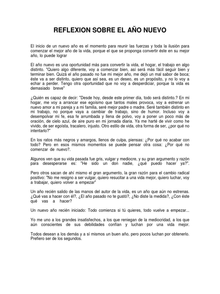 Reflexion Sobre El Año Nuevo | PDF