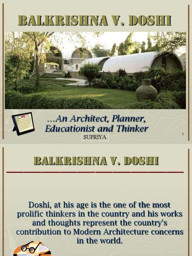 Balkrishna Doshi: Modern Architecture Pioneer | PDF