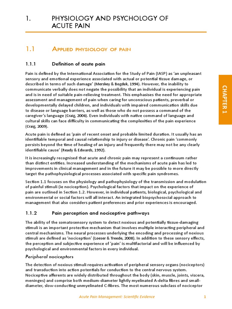 Physiology and Psychology of Acute Pain FINAL | PDF | Analgesic | Pain