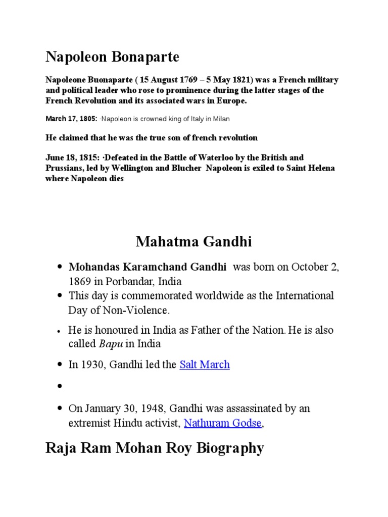 Historical Leaders and Their Legacies | PDF | Politics | Travel