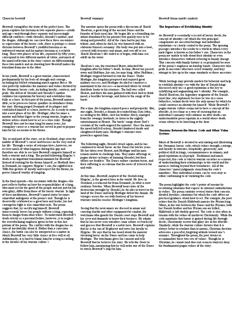 Beowulf Summary | PDF | Beowulf | Hero