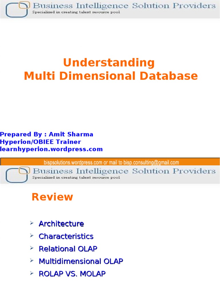 Understanding Multi Dimensional Database: Prepared By: Amit Sharma ...