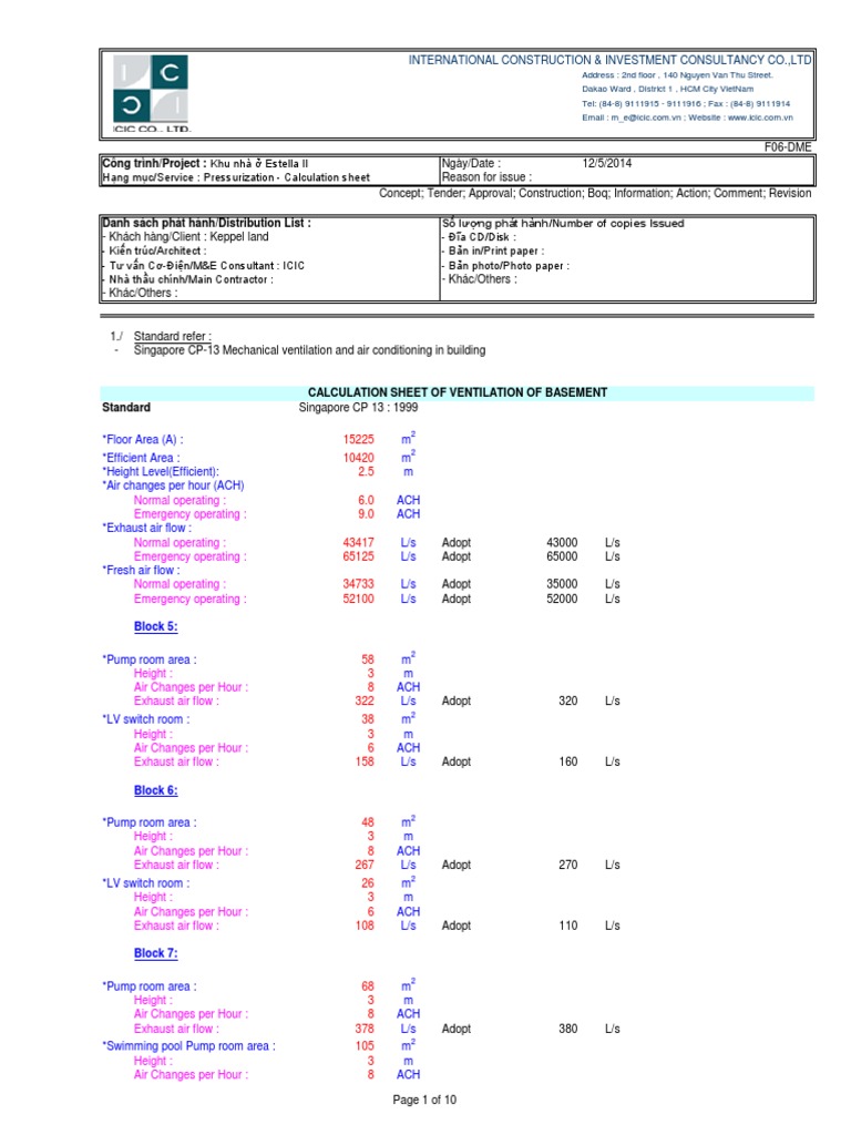 Cal Mep Pressurization Calculation | PDF | Ventilation (Architecture ...