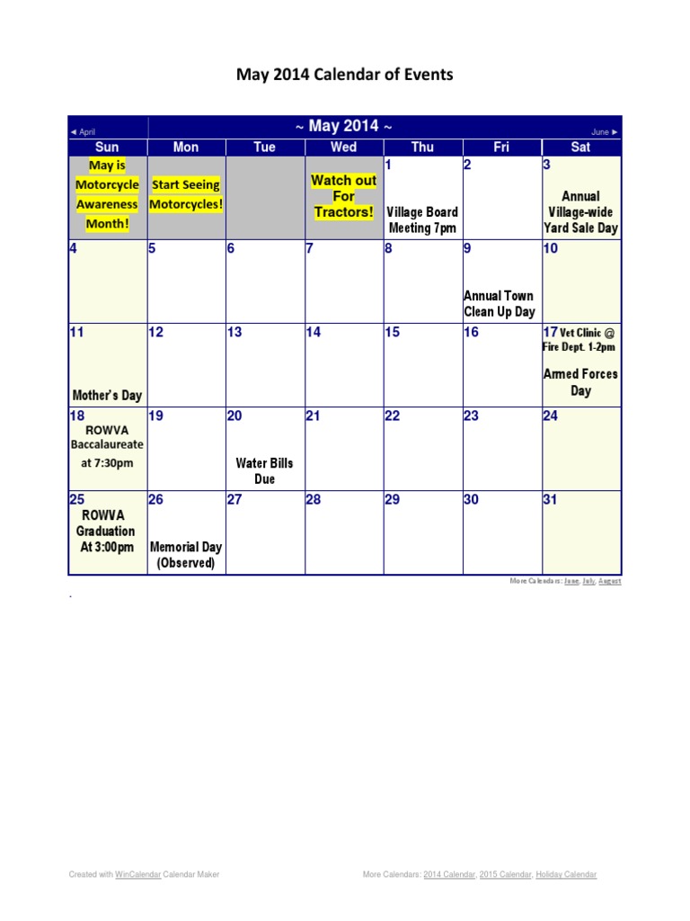2014 May Calender | PDF | Cooking, Food & Wine