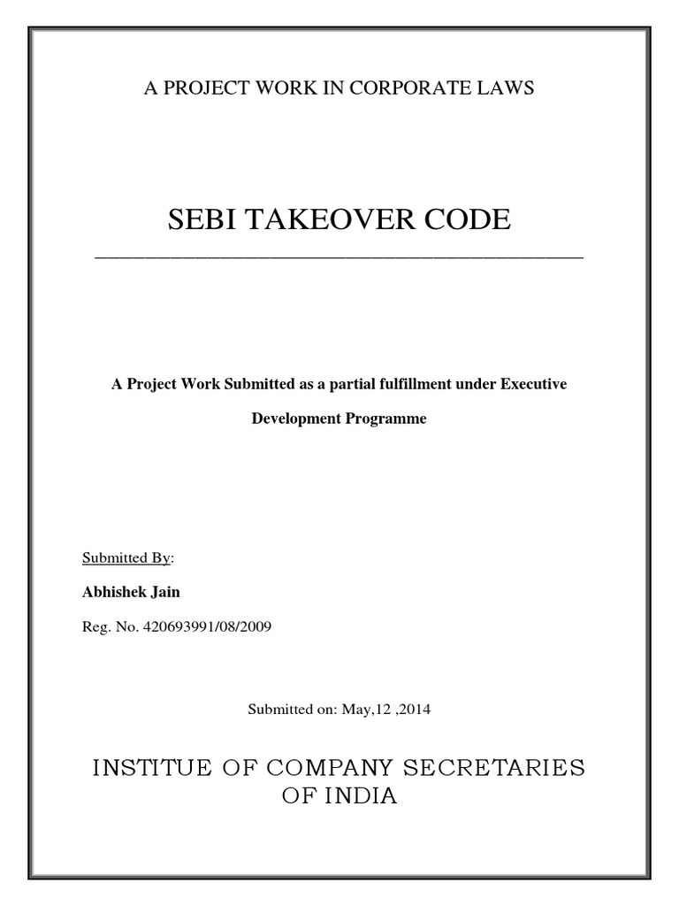Project-Sebi Takeover Code | PDF | Takeover | Mergers And Acquisitions