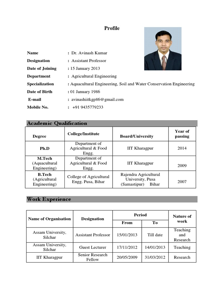 Academic Qualification: Profile | Download Free PDF | Engineering ...