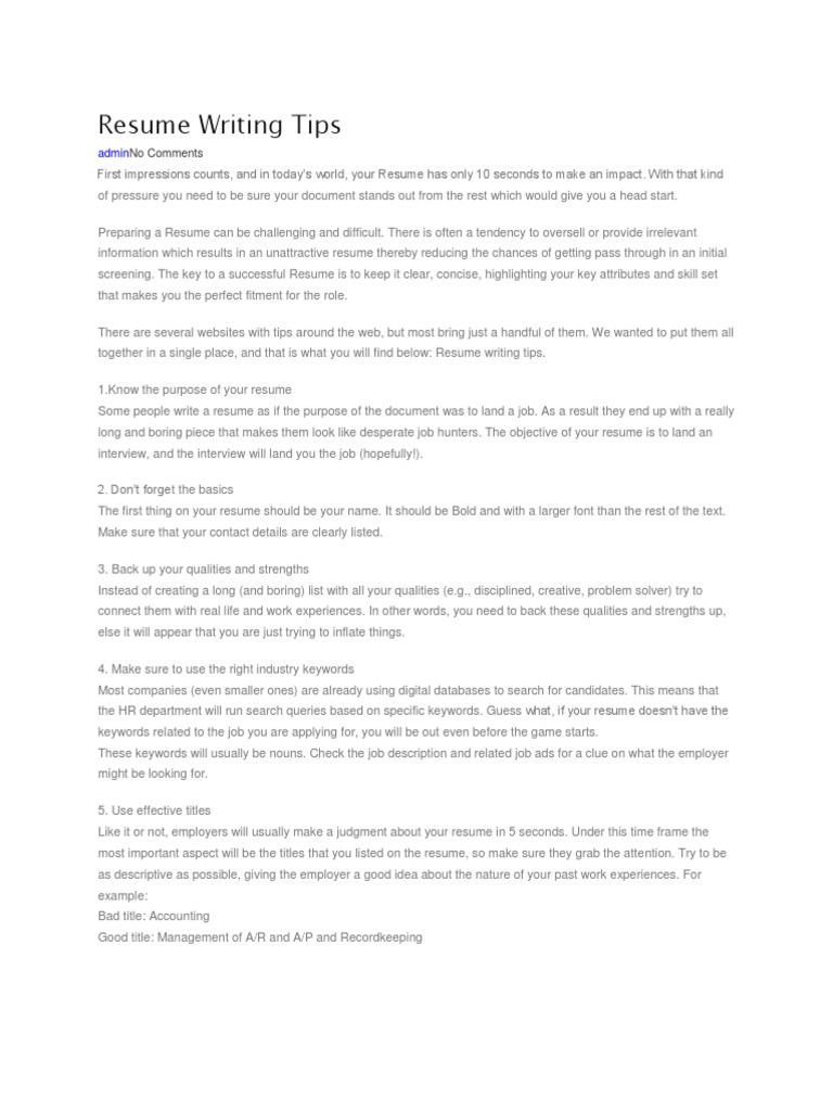 Essential Resume Writing Tips: A Concise Guide to Creating an Effective ...