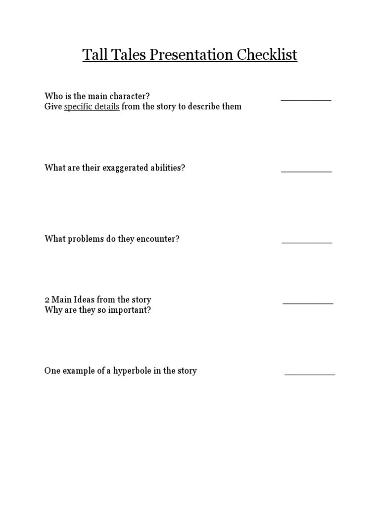 Talltalechecklist 1 | PDF