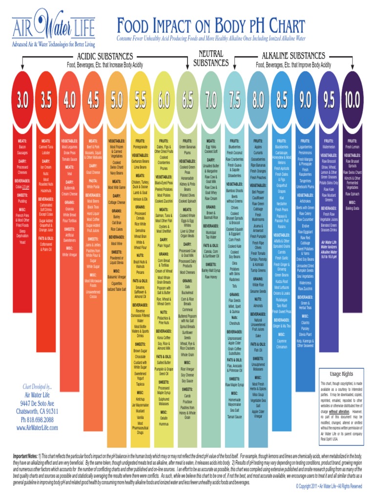 Food Impact On Body PH Chart | PDF | Drink | Fruit