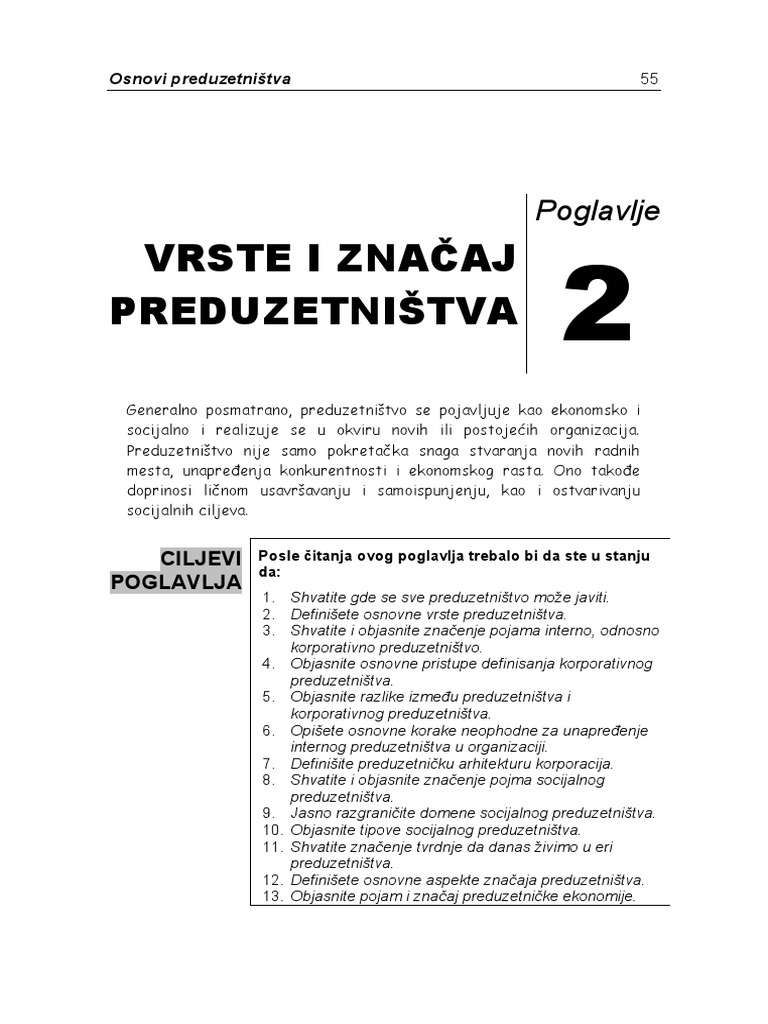 Vrste Preduzetnistva | PDF