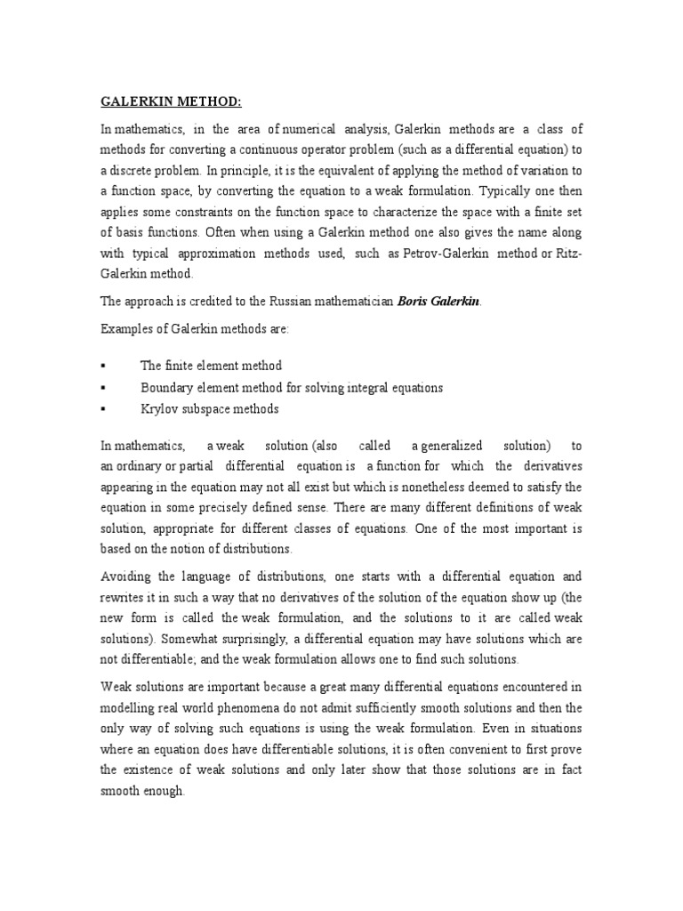 Understanding Galerkin Methods in Mathematics | PDF | Differential ...