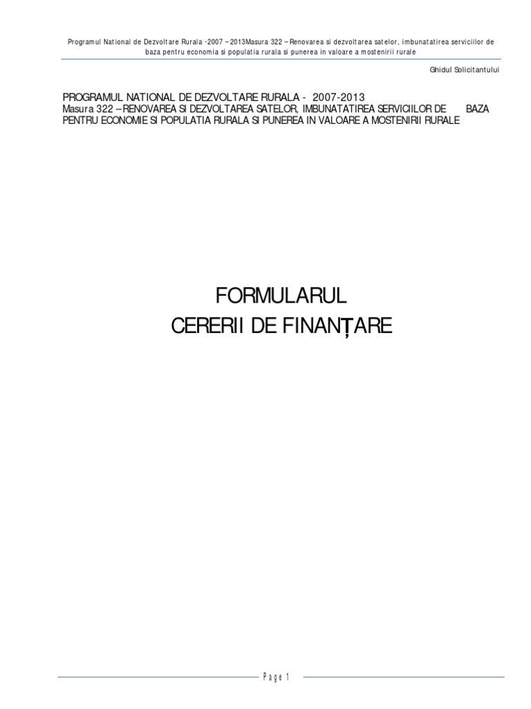 Cerere de Finantare Buna | PDF