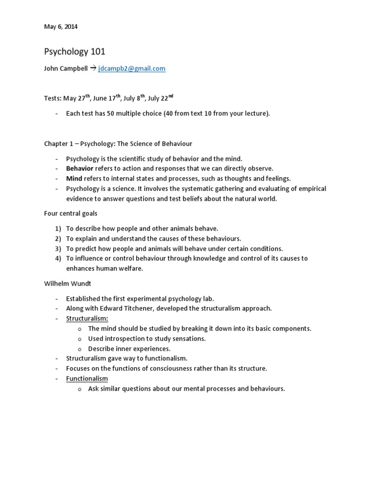 Psychology 101 | PDF | Psychology | Thought