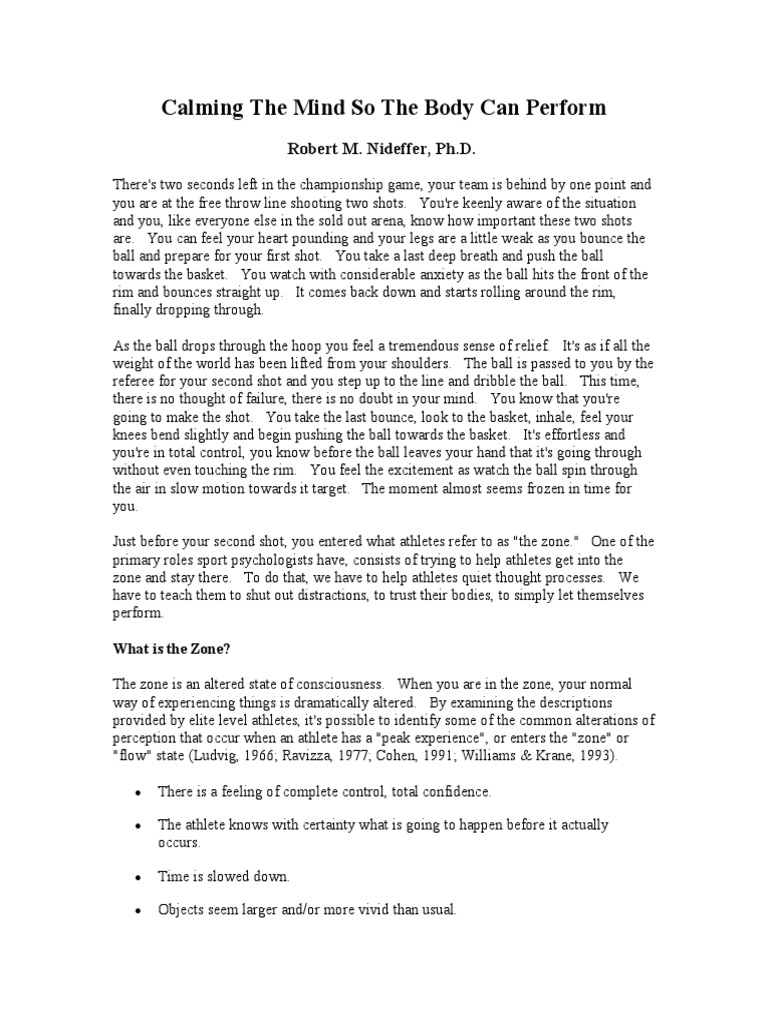 Robert M Nideffer - Calming The Mind | PDF